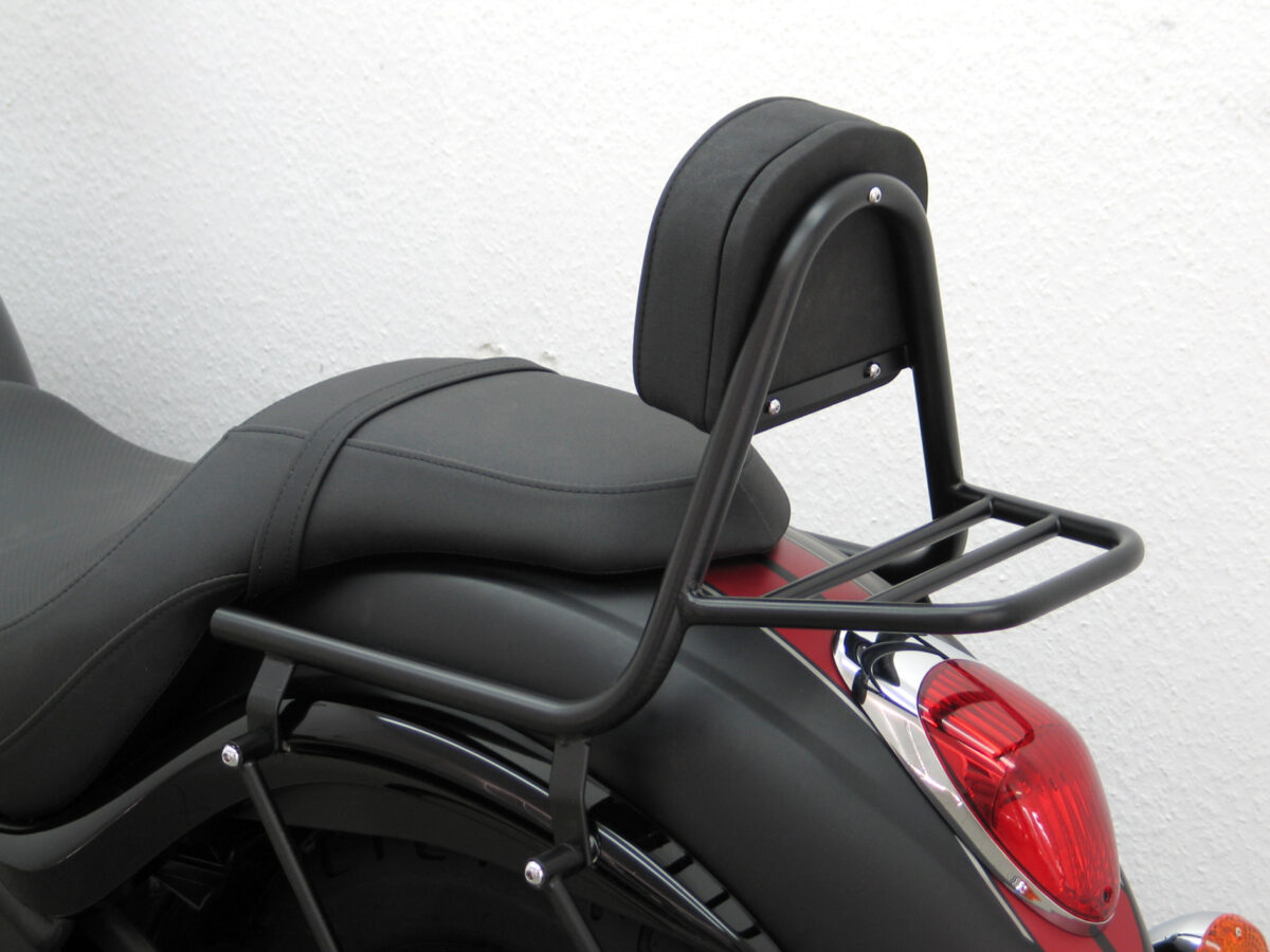Sissy Bar, made of tube, with pad and carrier, black - Fehling